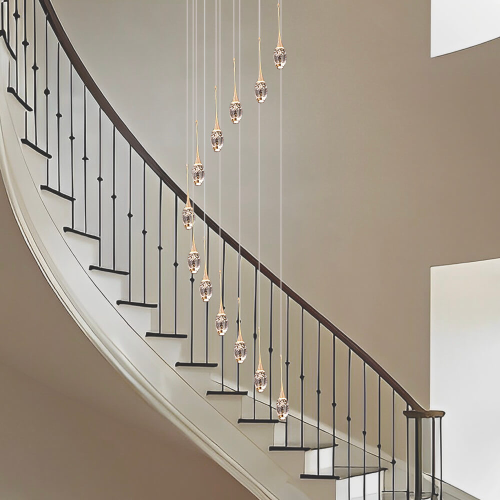 Modern Luxury Villa Loft Apartment Rotating Staircase Long Pendant ...