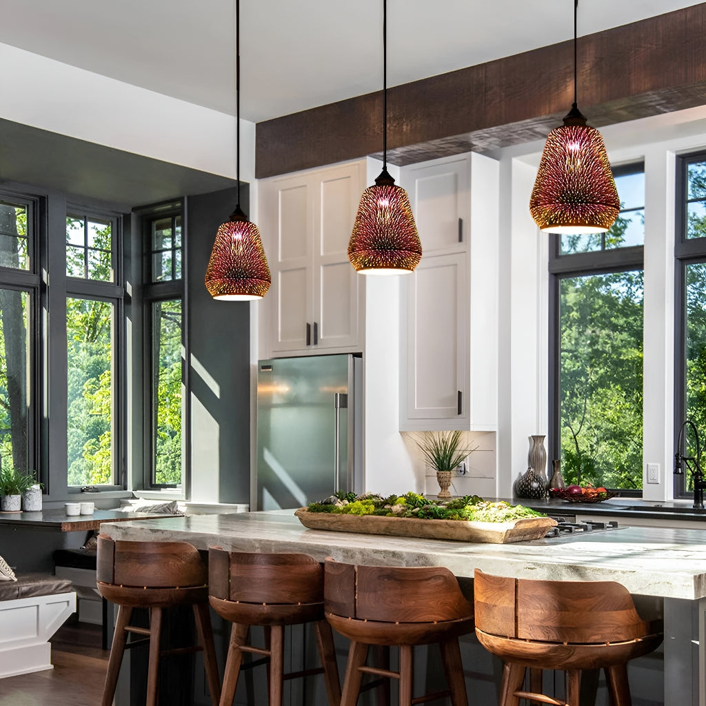 3-Lights 3D Colorful Glass Fireworks ART Pendant Light | Sofary Lighting