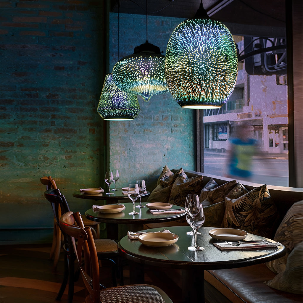 3-Lights 3D Colorful Glass Fireworks ART Pendant Light | Sofary Lighting