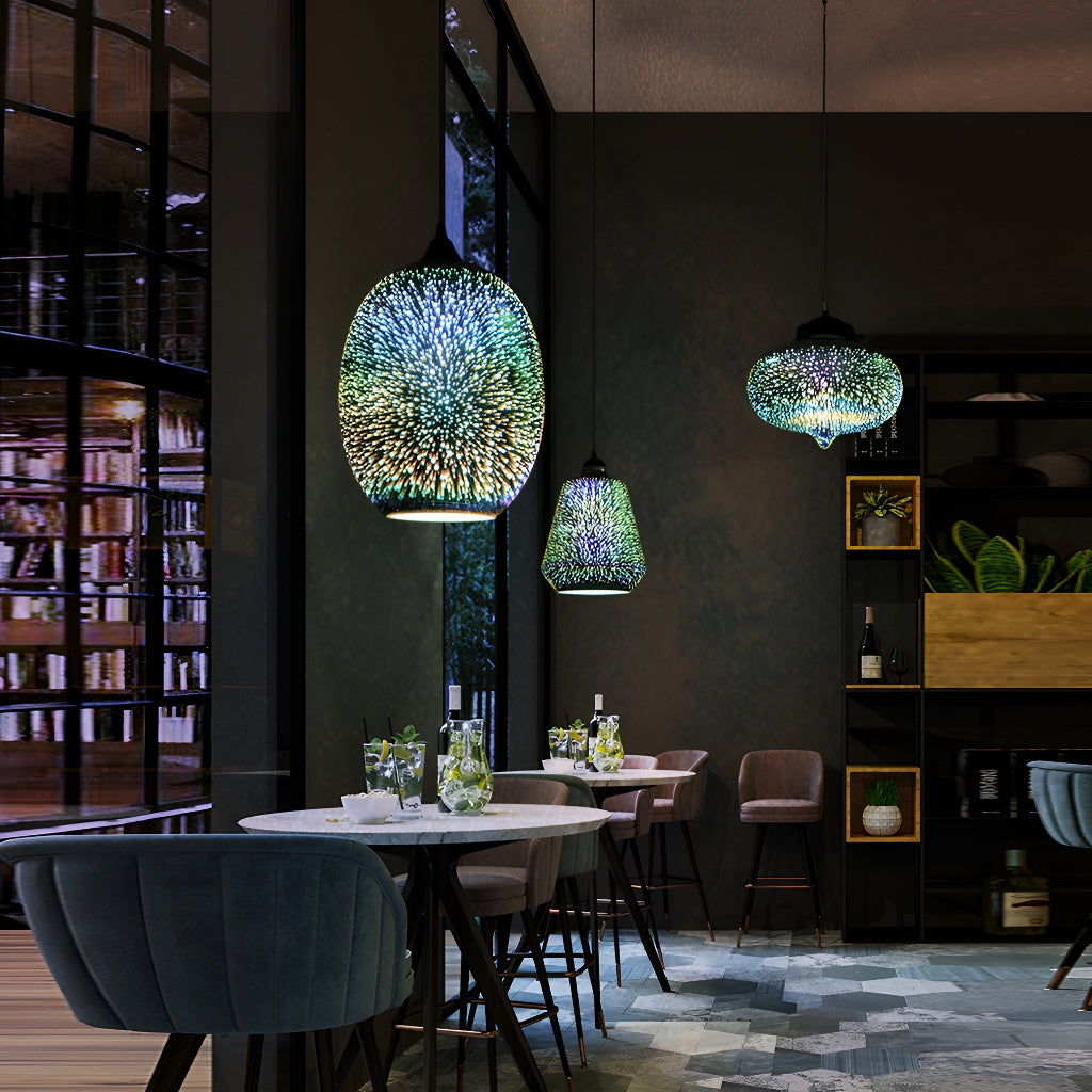 3-Lights 3D Colorful Glass Fireworks ART Pendant Light | Sofary Lighting