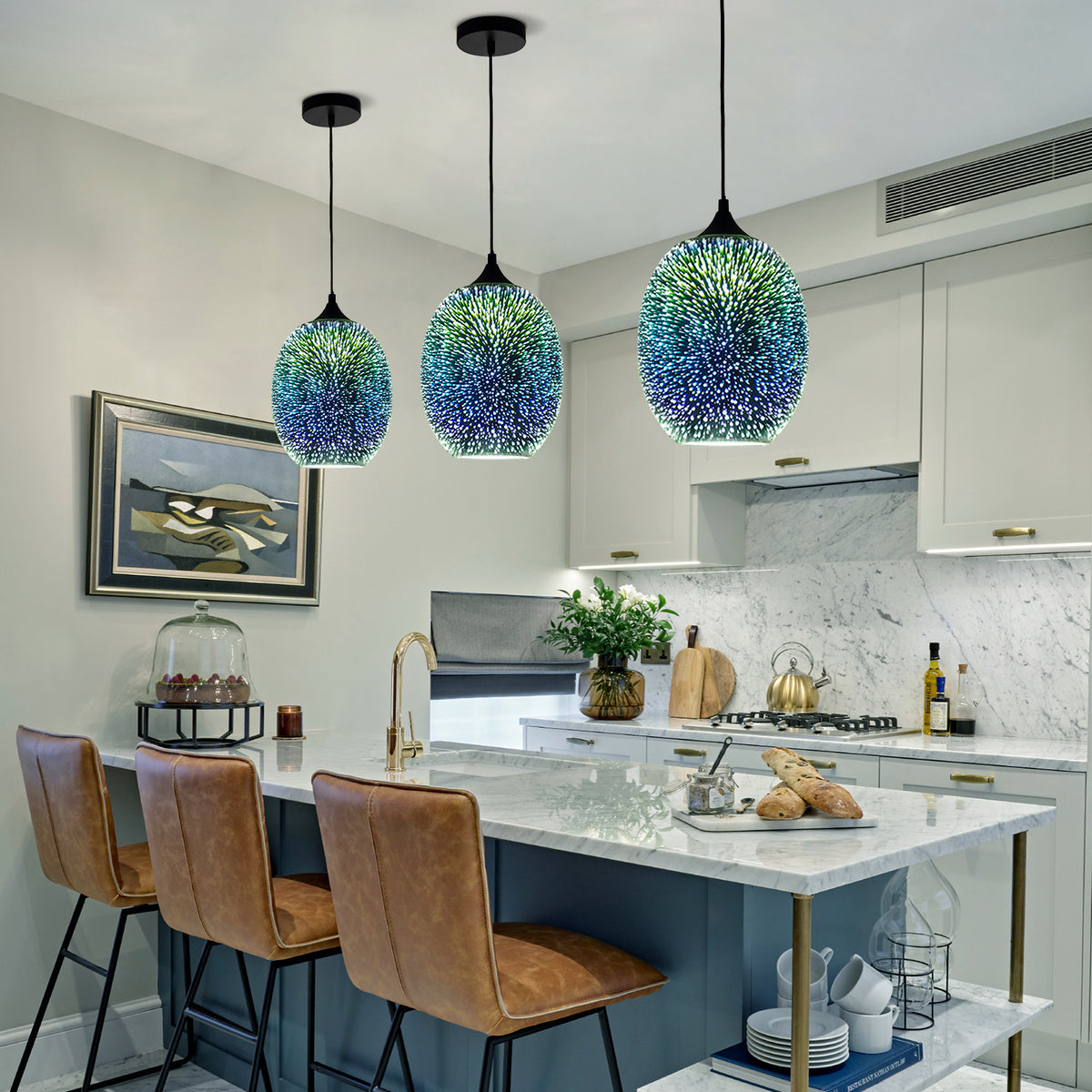 3D Colourful Glass Fireworks ART Kitchen Island Chandelier - Pendant ...
