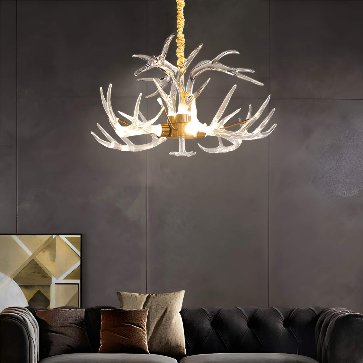 7-Light Resin Deer Horn Antler Ceiling | Sofary Lighting
