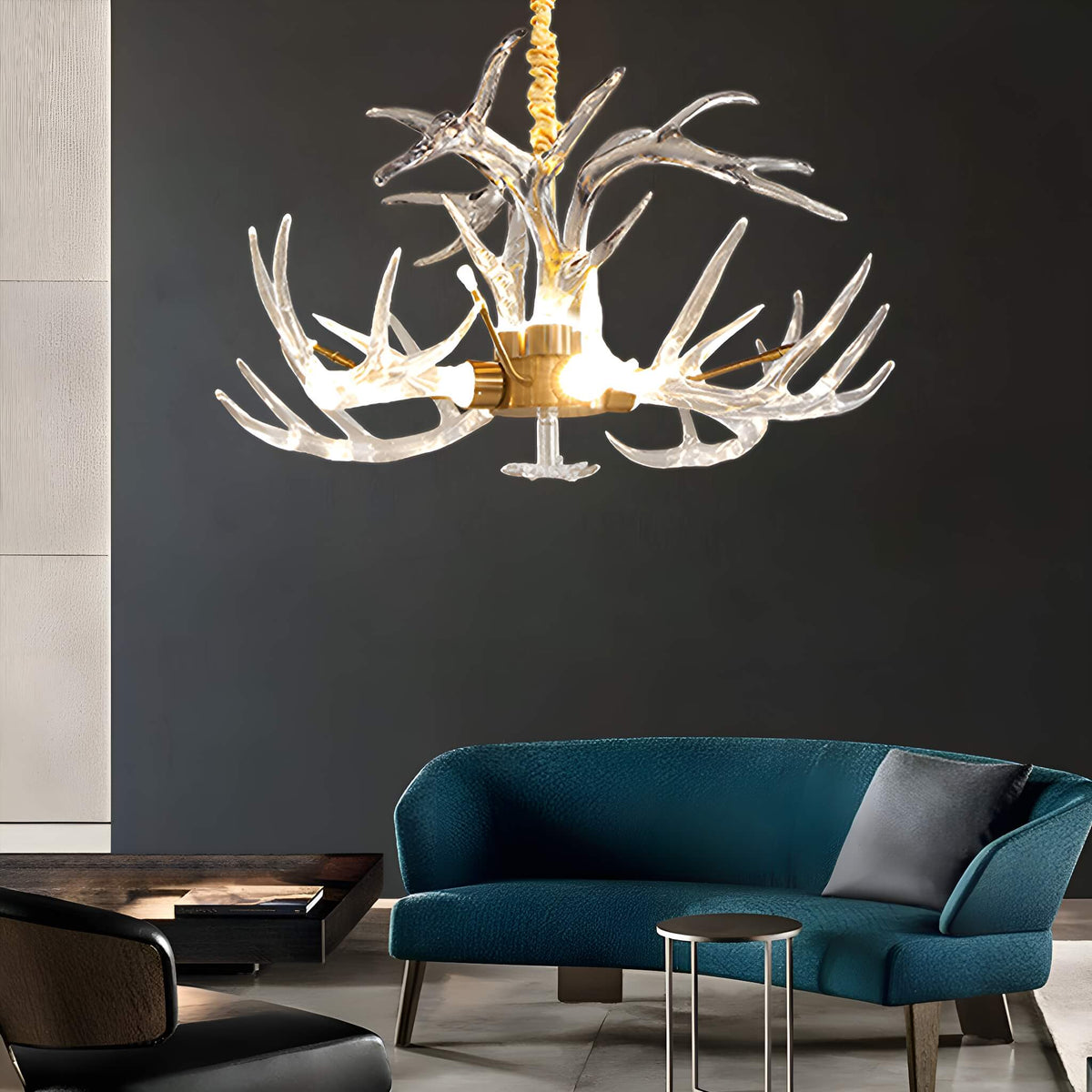 7-Light Resin Deer Horn Antler Ceiling | Sofary Lighting