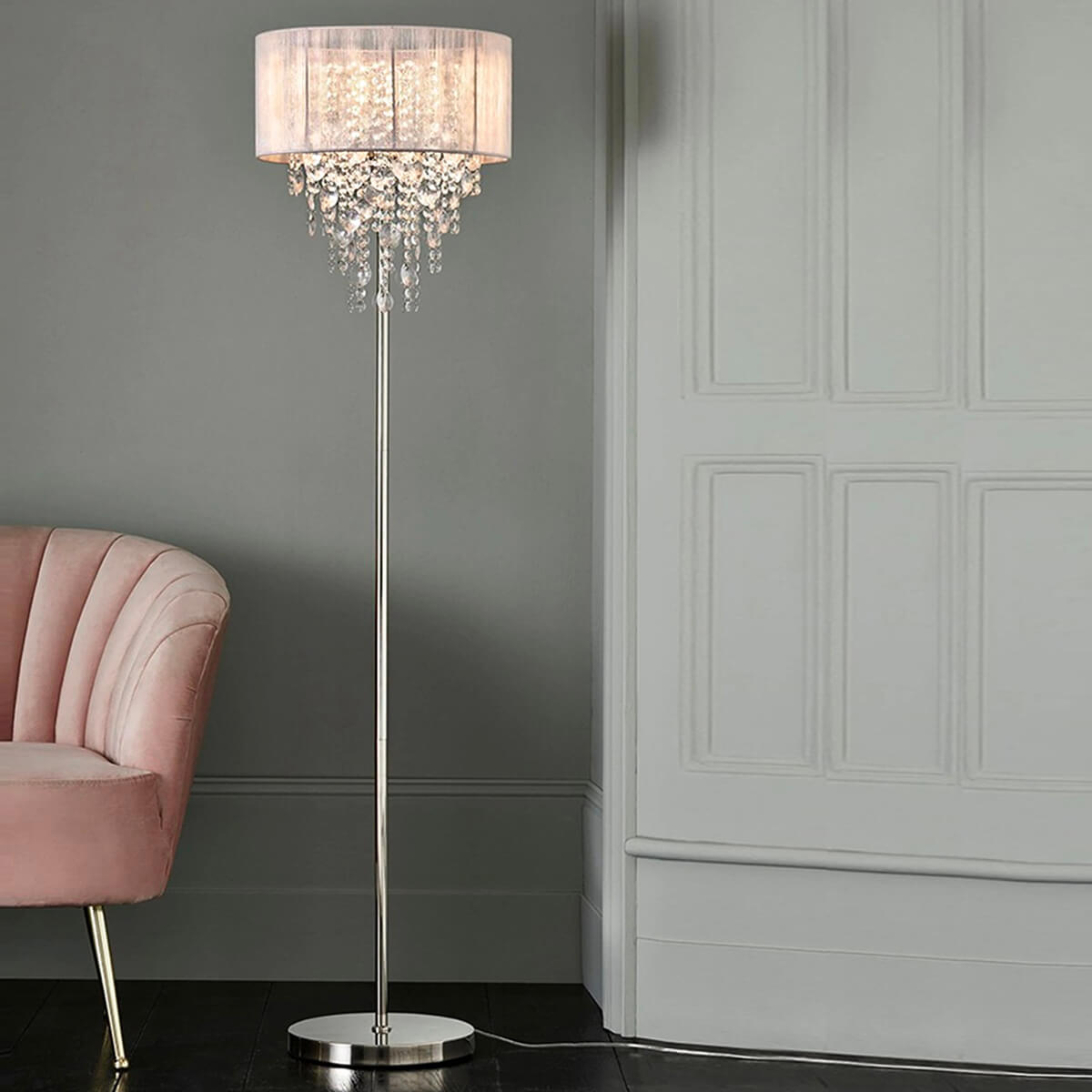 Floor lamp crystal light luxury Nordic living room sofa standing lamp ...