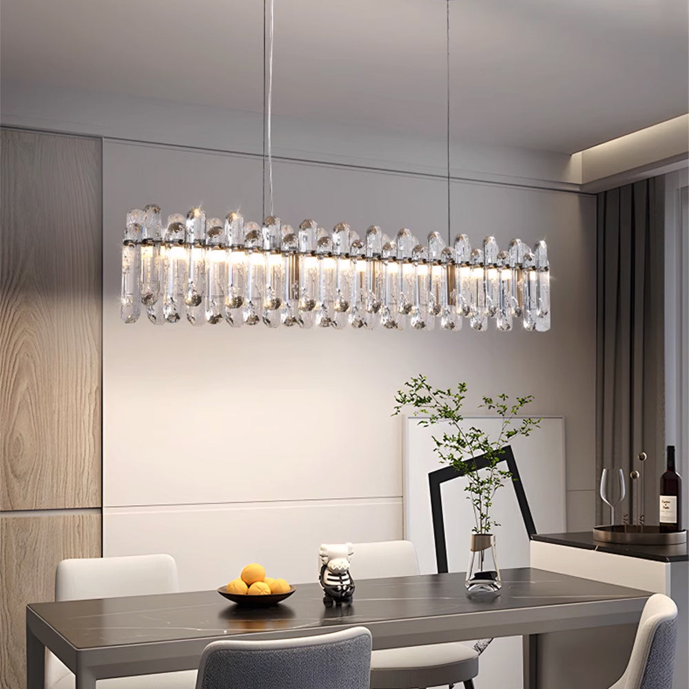 Premium Linear Chrome Crystal Chandelier for Dining Room & Kitchen ...