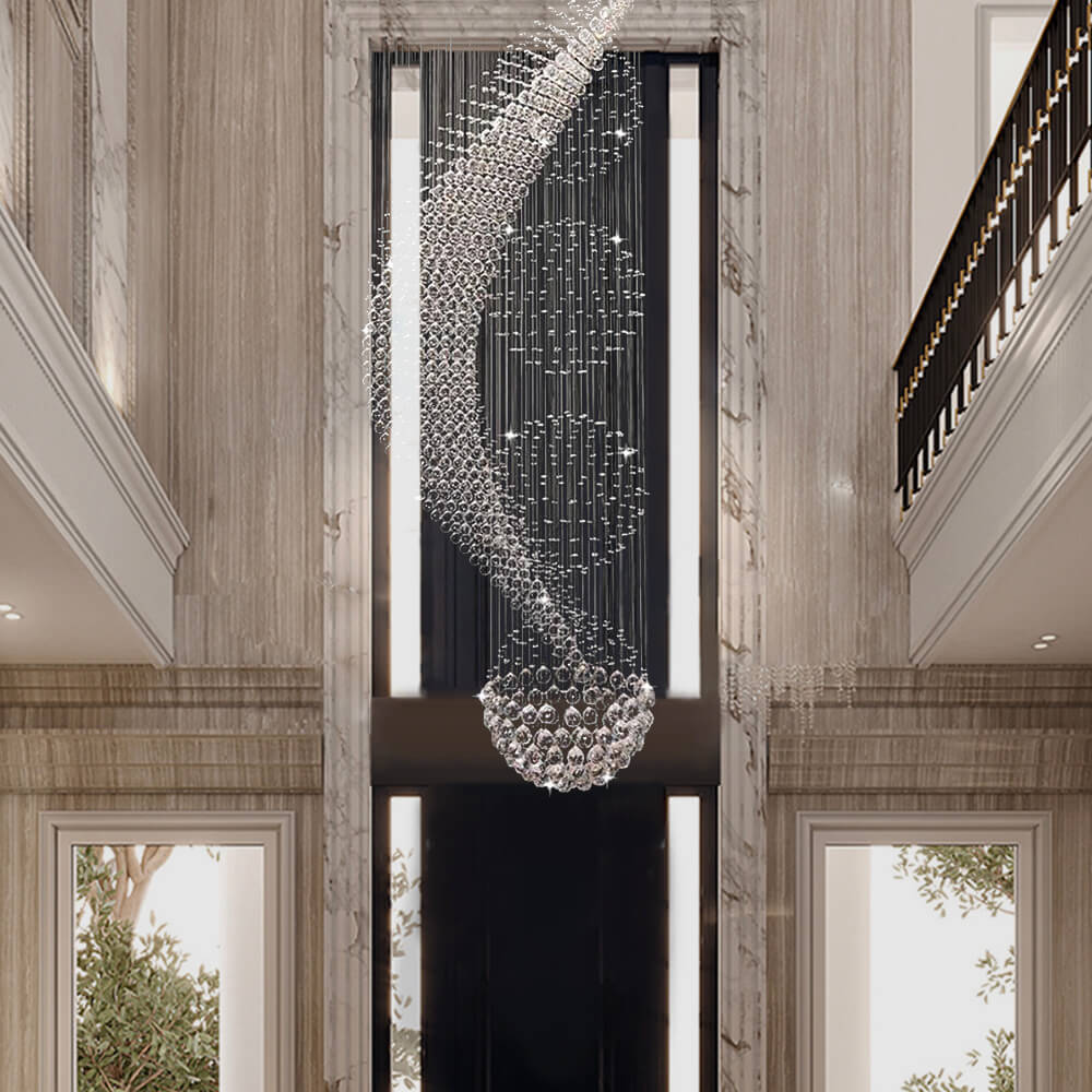 Wave Shaped Spiral Raindrop Crystal Chandelier | Sofary Lighting