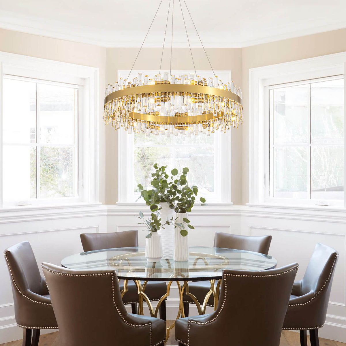 Aurum Modern Luxury Gold Crystal Round Chandelier for Dining Room ...