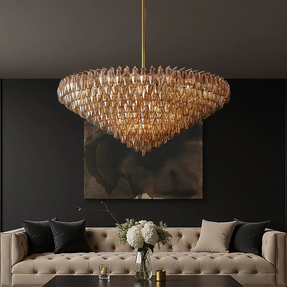 Multi-Tier Round Glass Chandelier for Dining Room | Sofary