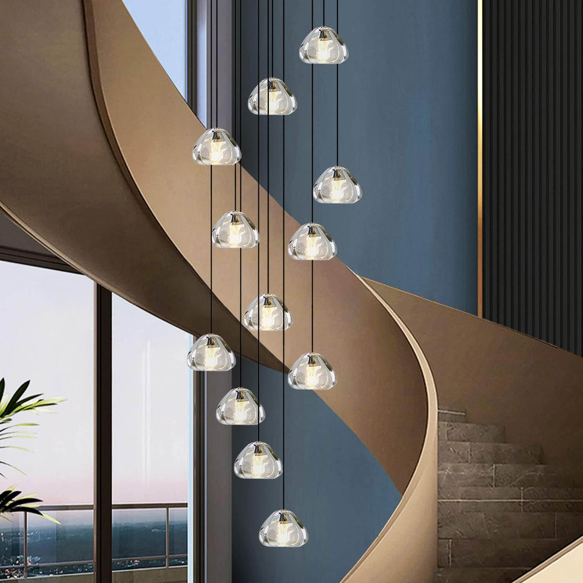 Cluster Chandelier Long High Ceiling Pendant – Perfect for Foyer ...