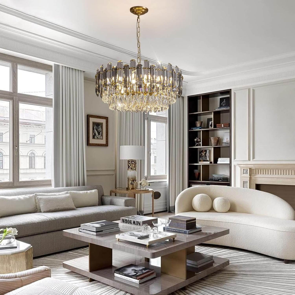 Cyrenia Luxury Modern Gold Brass Crystal Round Chandelier for Dining ...