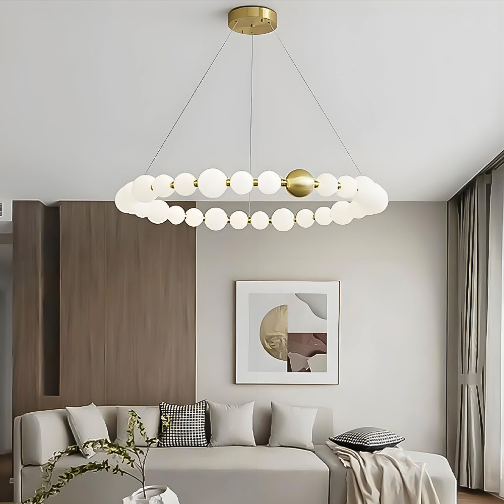 Modern Pearl Globe Chandelier – Round Acrylic Ring Light– Kitchen ...