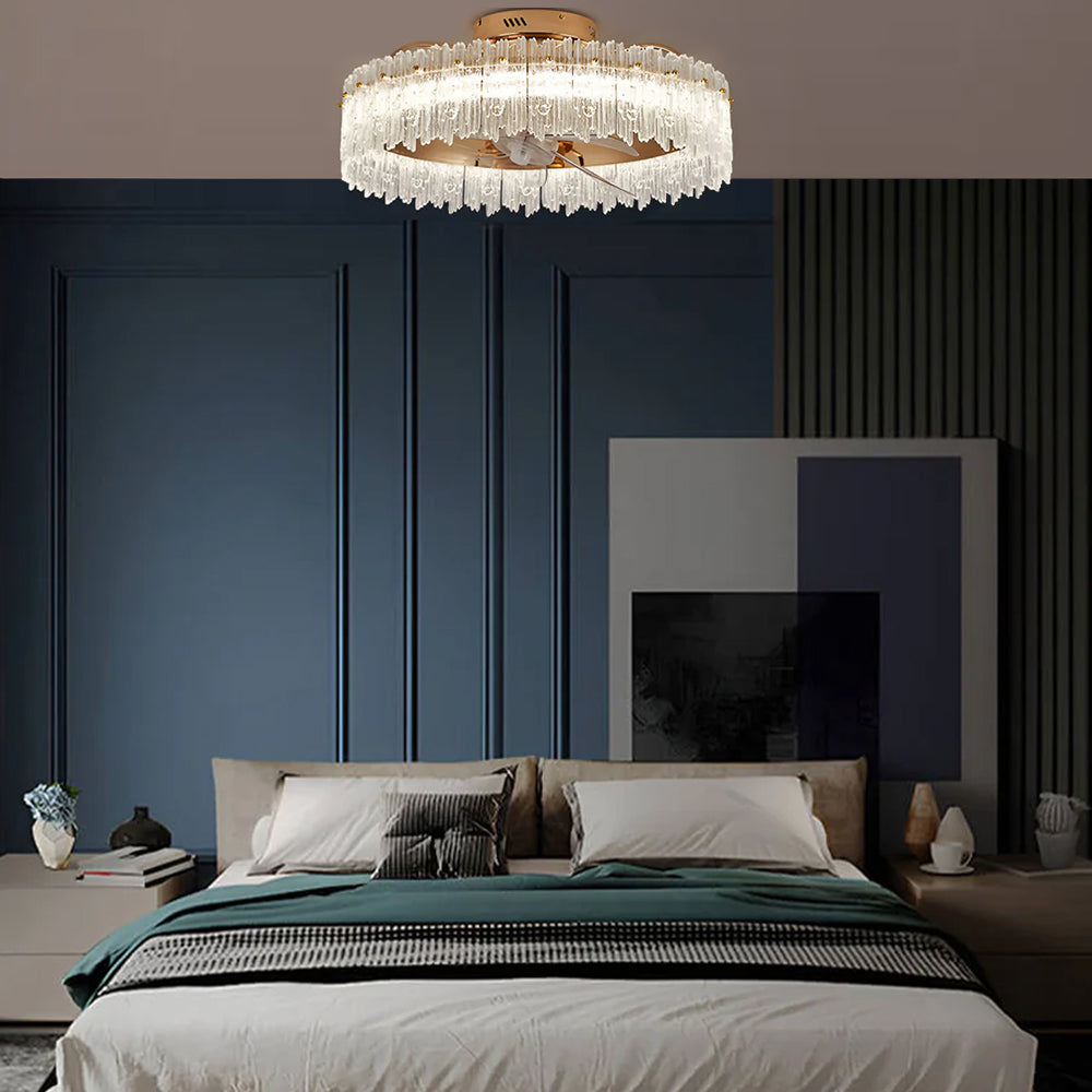 Gold Crystal Oscillating Ceiling Fan Light| Sofary Lighting