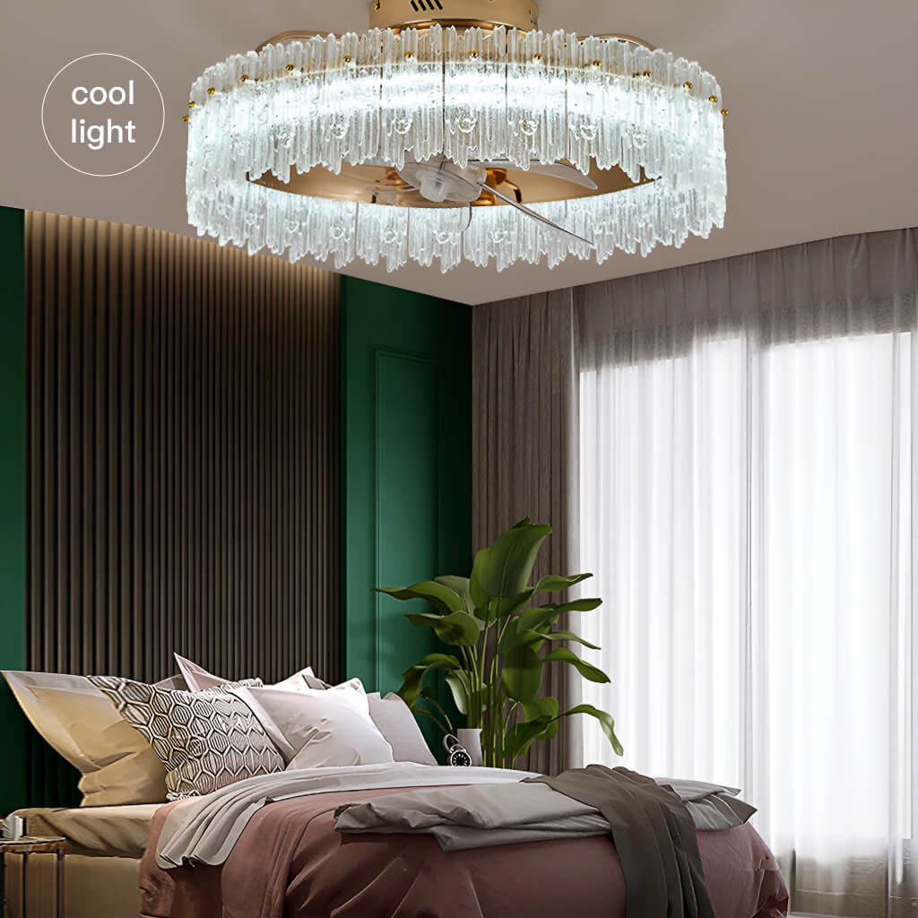 Gold Crystal Oscillating Ceiling Fan Light| Sofary Lighting
