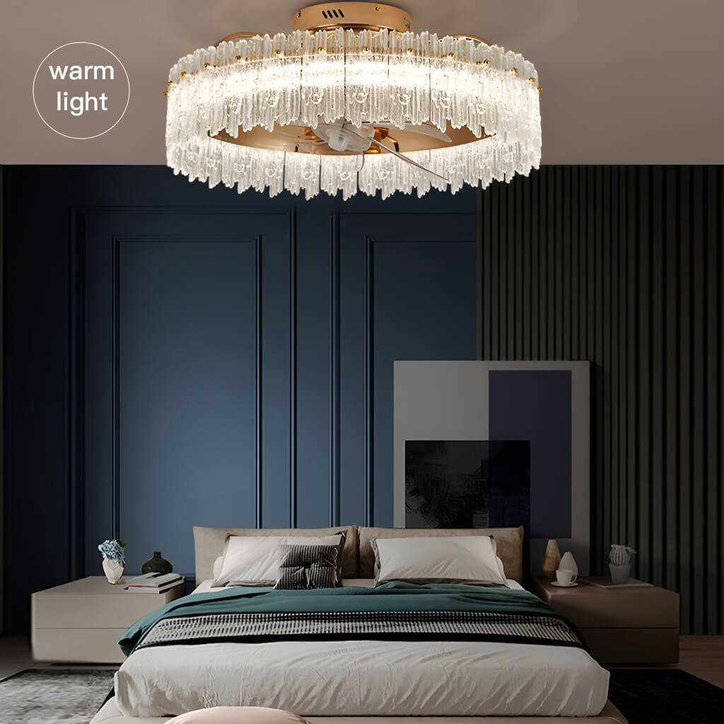 Gold Crystal Oscillating Ceiling Fan Light| Sofary Lighting
