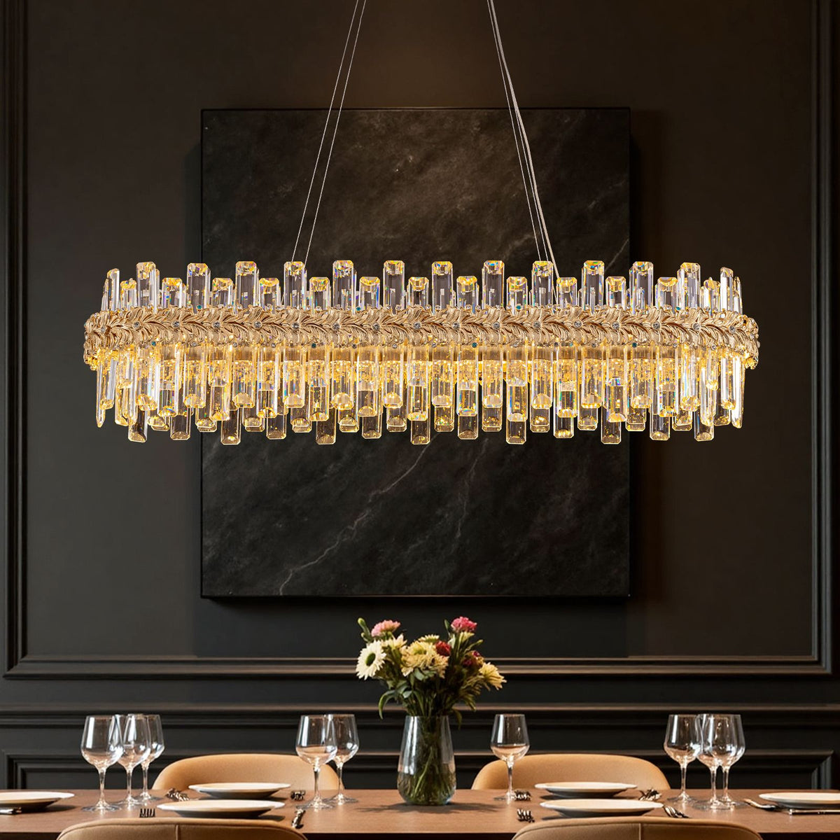Lustre Modern Luxury Gold K9 Crystal Grand Round Multi-Tiered ...