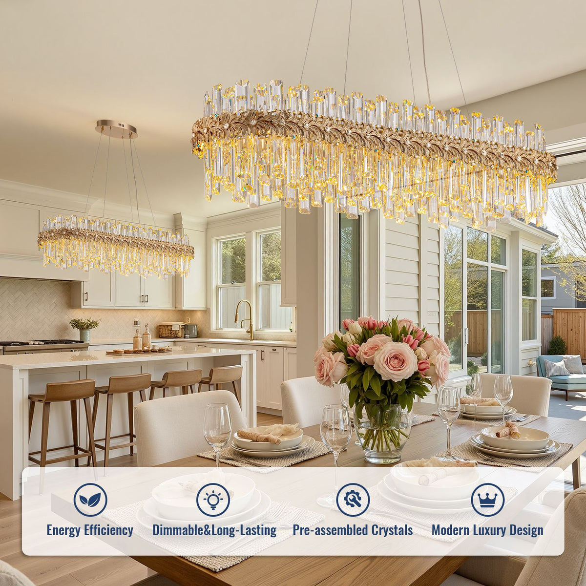 Lustre Modern Luxury Gold K9 Crystal Grand Round Multi-Tiered ...
