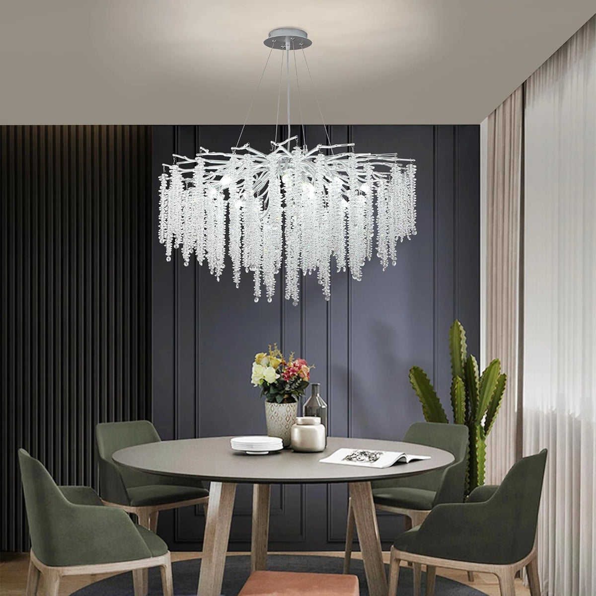 Luxury French Silver Branch Chandelier with Glass Tassels – Kitchen ...