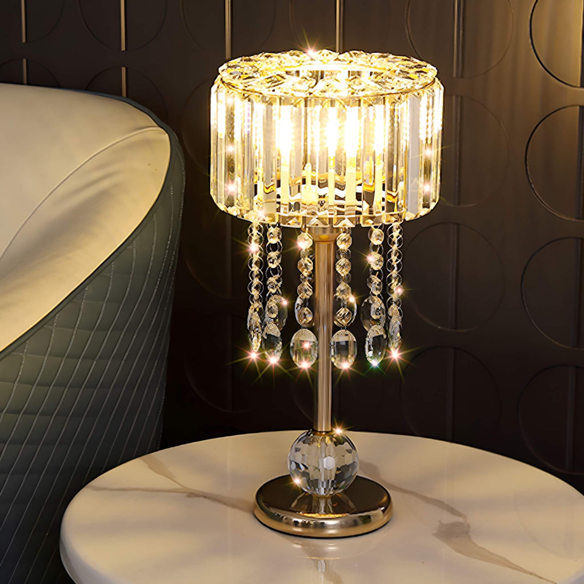 Luxury Gold Finish Lamp with Sparkling Crystal Detail | Sofary Lighting