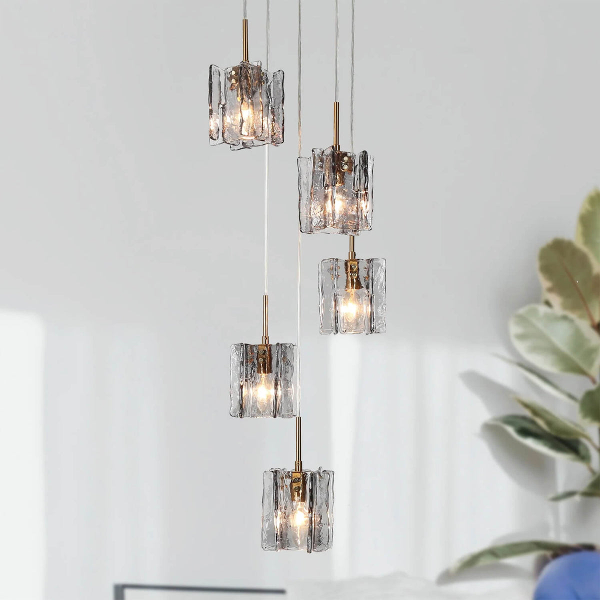 Modern 5 - Light Cluster Chandelier Long High Ceiling Pendant – Perfect ...