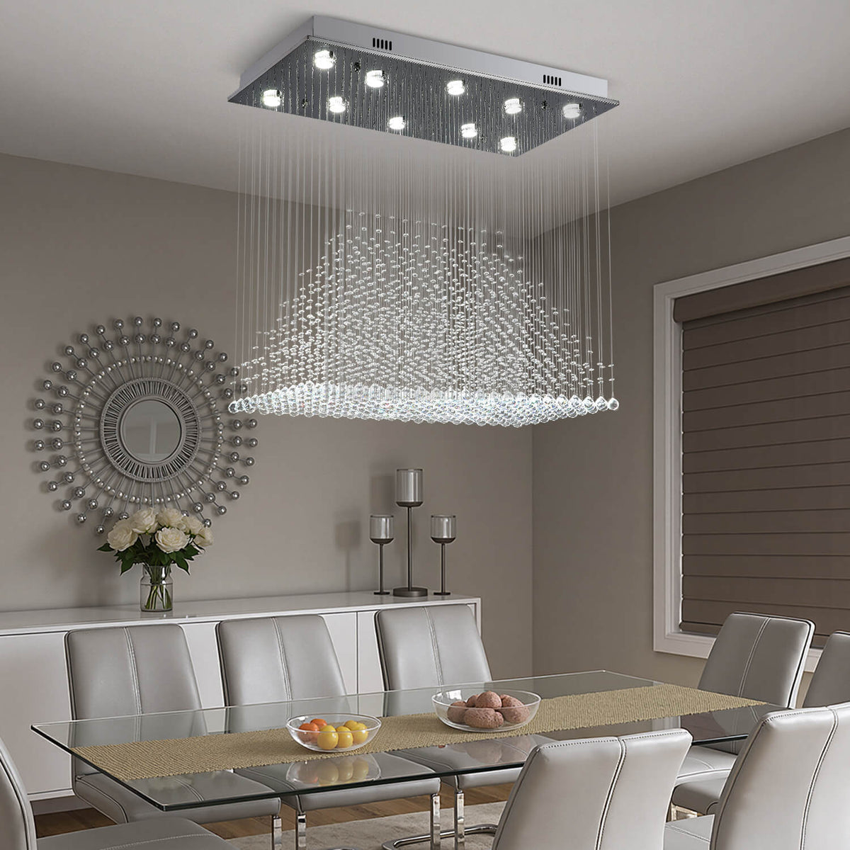 Modern Crystal Raindrop pyramid Ceiling Lights for Dining Room | Sofary ...
