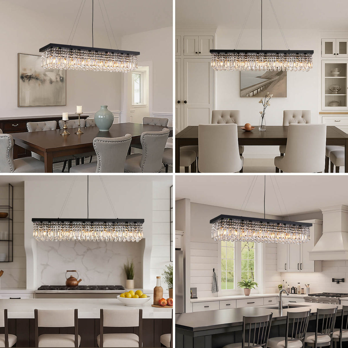 Rectangular Crystal Chandelier - Pendant Light for Dining Room | Sofary ...