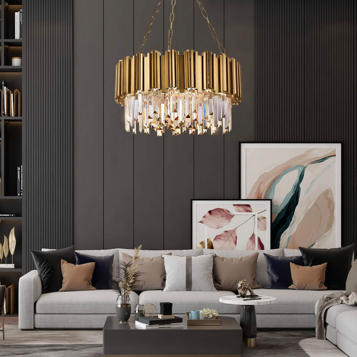 Modern Gold Luxury Crystal Large Chandeliers for Living Room and Bedro