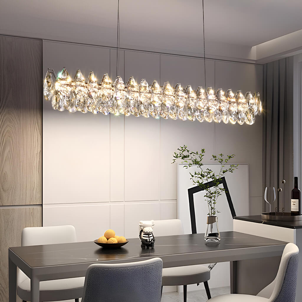 Modern Raindrops Crystal Rectangle Chandelier for Dining Room | Sofary ...
