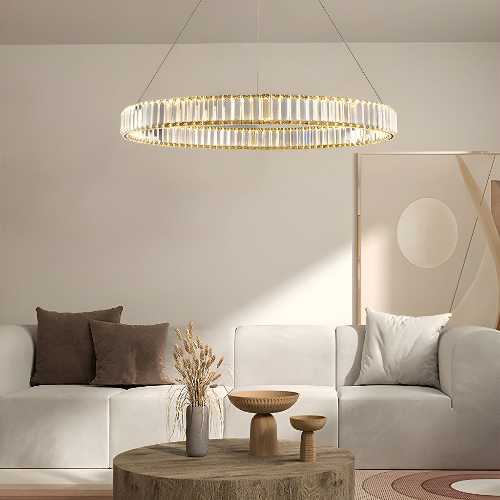 One Ring Crystal Chandelier - LED Pendant Light for Living Room ...