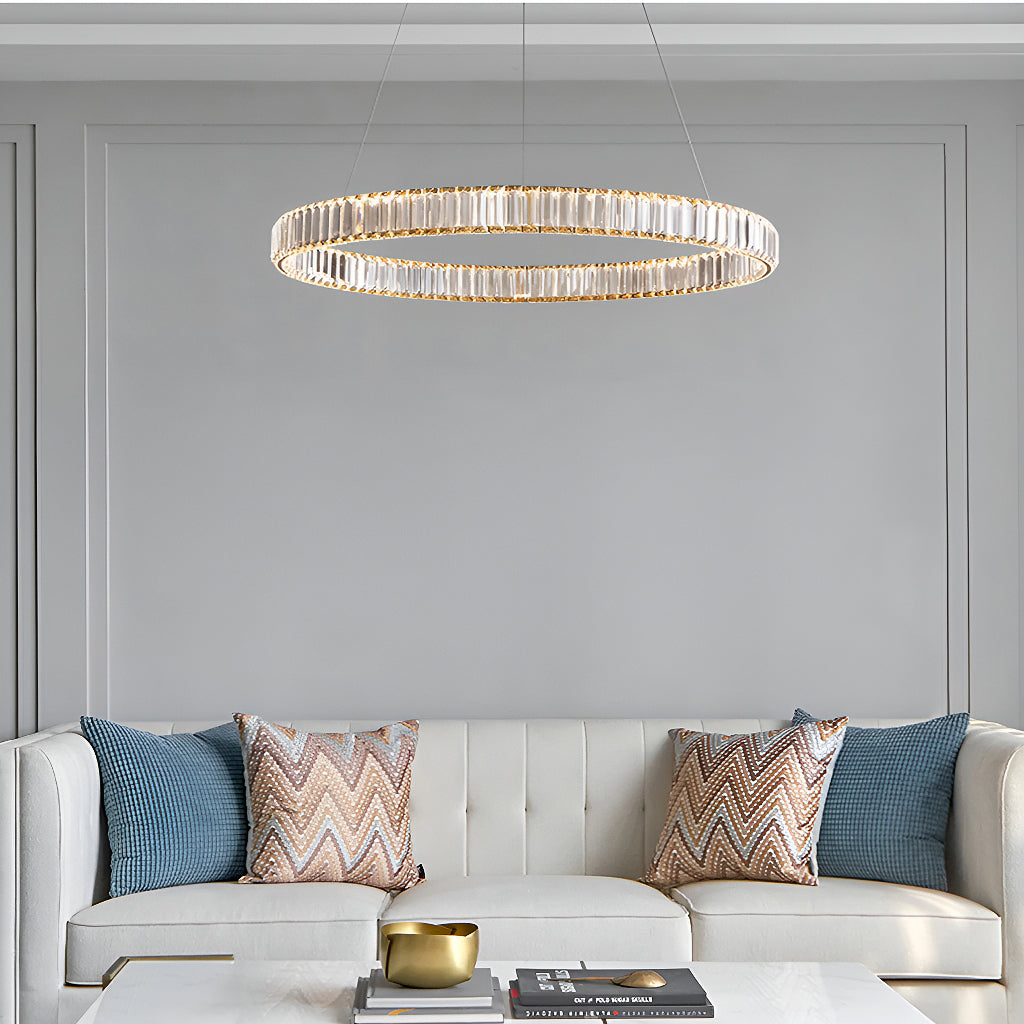 One Ring Crystal Chandelier - LED Pendant Light for Living Room ...