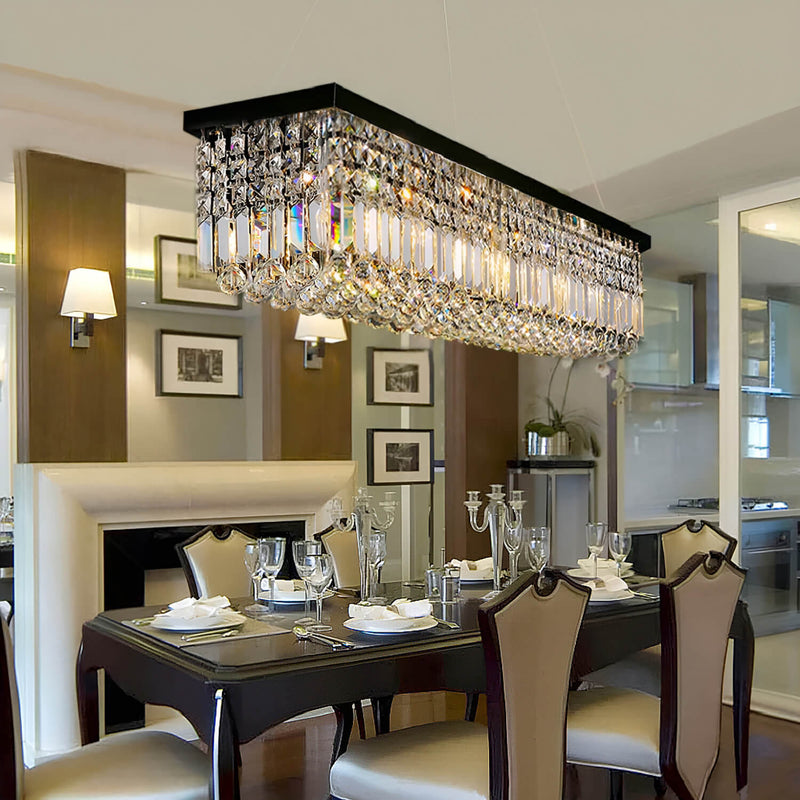 Rectangular Gold Frame Crystal Chandelier | Sofary
