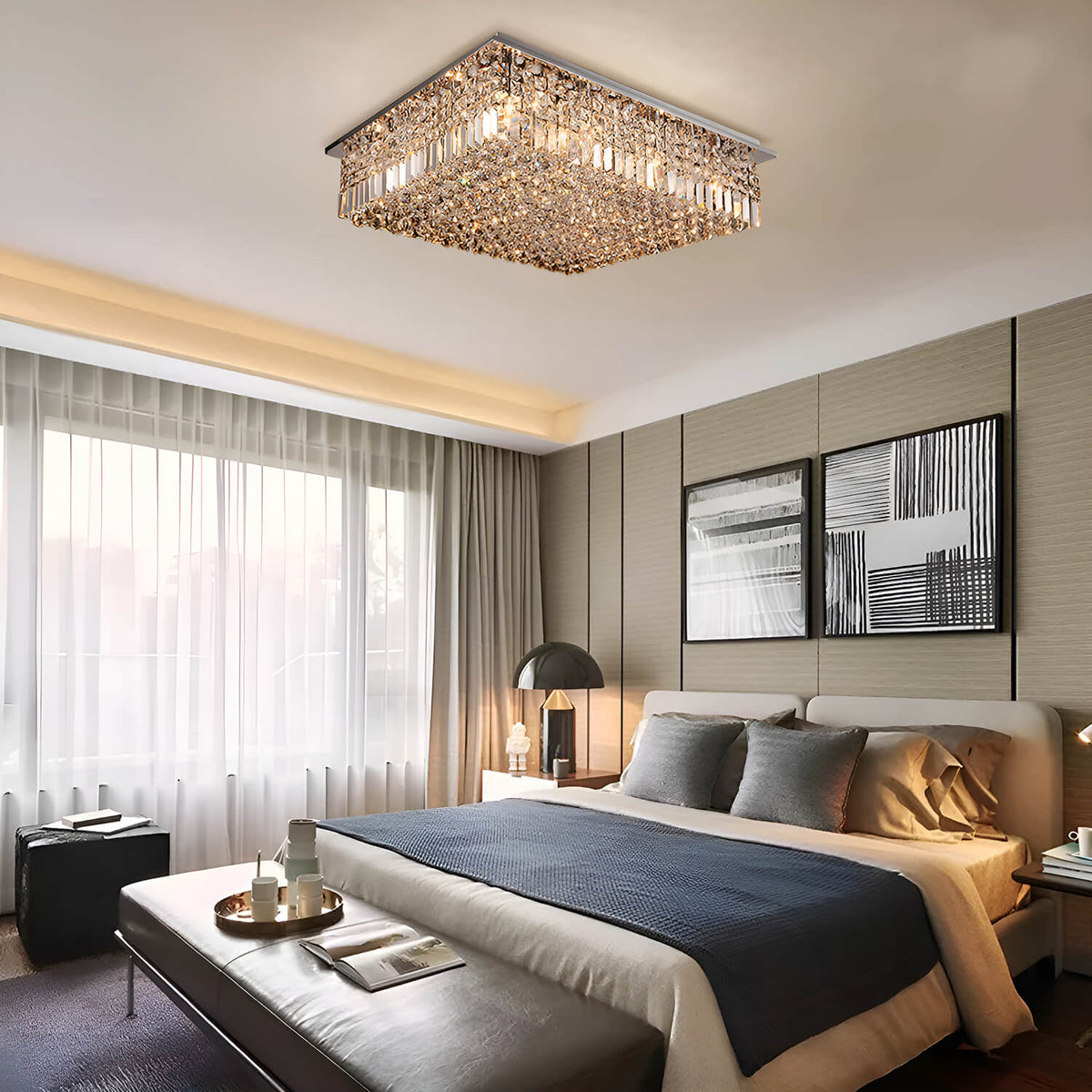 Rectangular Rain Drop Chandelier Ceiling Lights | Sofary Lighting