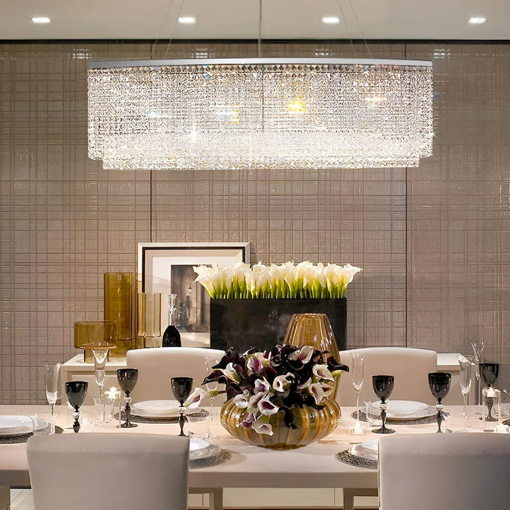 Rectangular Raindrop Crystal Chandelier - Pendant Light | Sofary Lighting