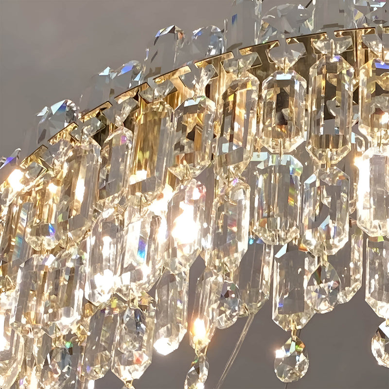 Round Linear Crystal Chandelier for Living Room | Sofary