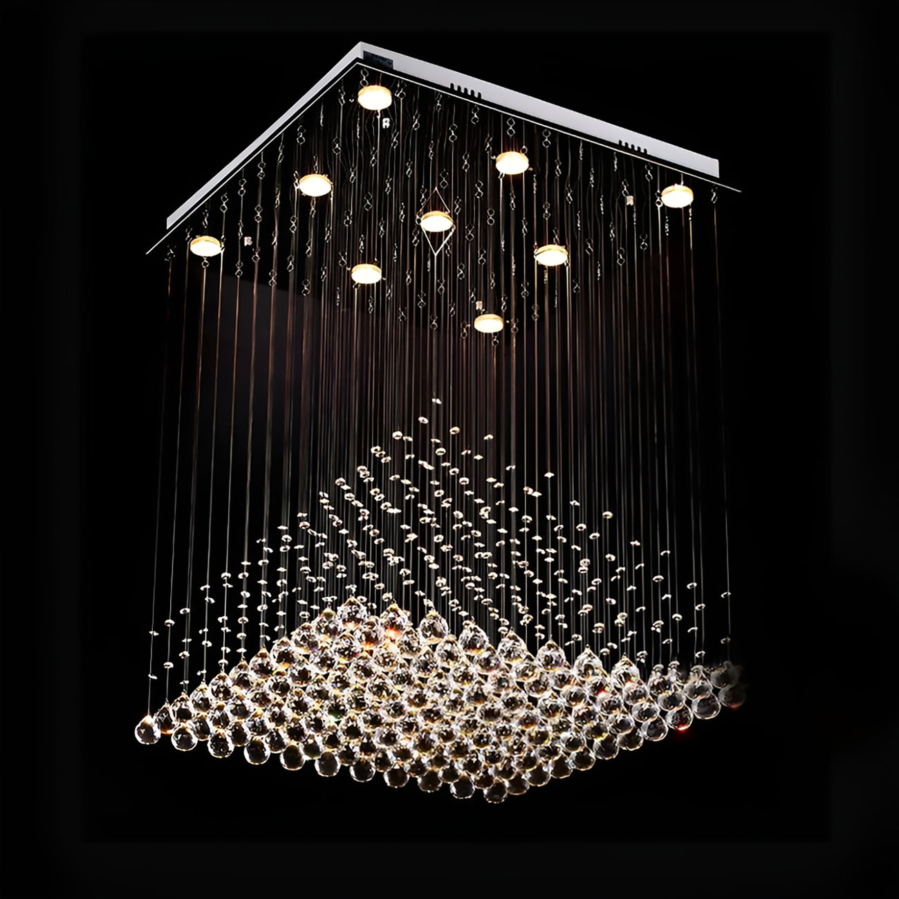 Pyramid Raindrop Square Crystal Chandelier - Ceiling Light | Sofary ...