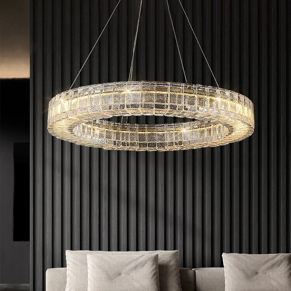 Modern LED Crystal Ring Chandelier — Luxe Gold & Halo Glow Pendant for ...