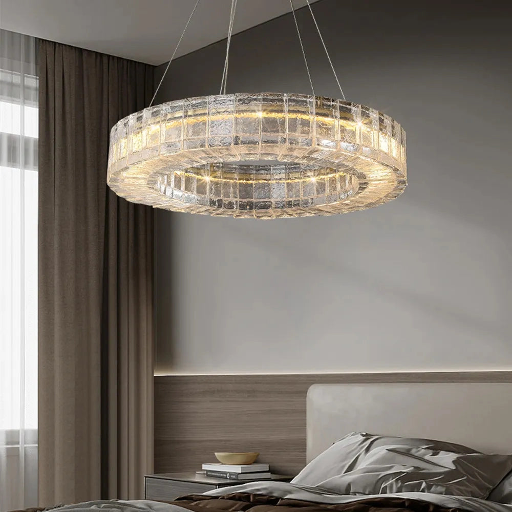 Modern LED Crystal Ring Chandelier — Luxe Gold & Halo Glow Pendant for ...