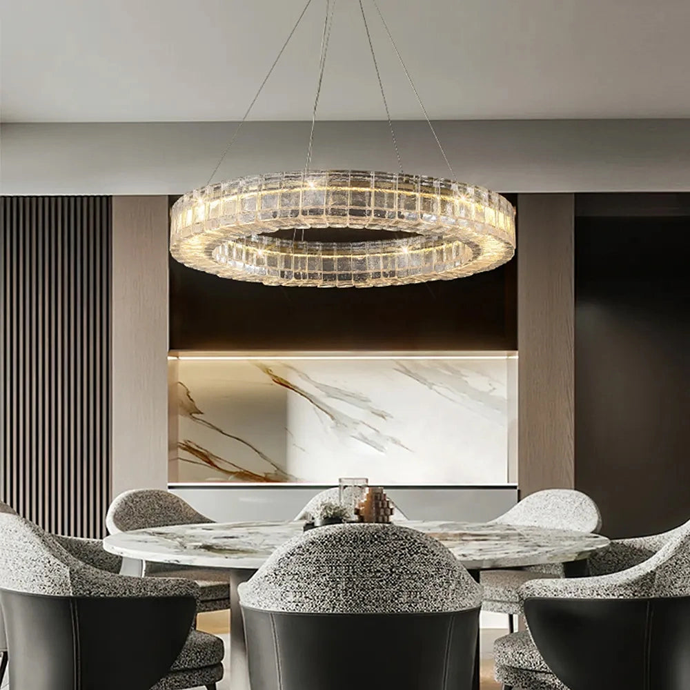Modern LED Crystal Ring Chandelier — Luxe Gold & Halo Glow Pendant for ...