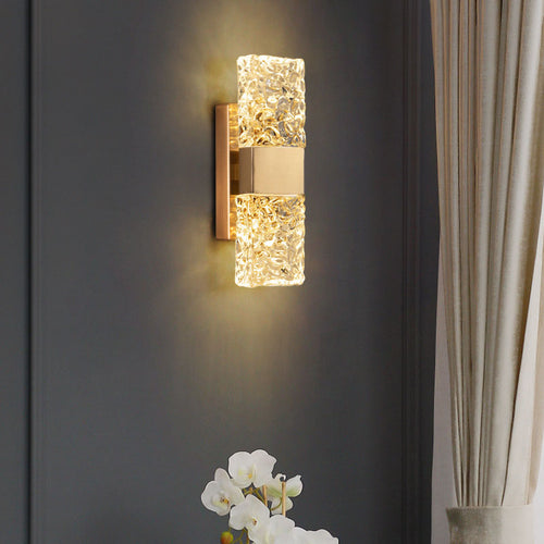 Gold Ripple Crystal Wall Sconce