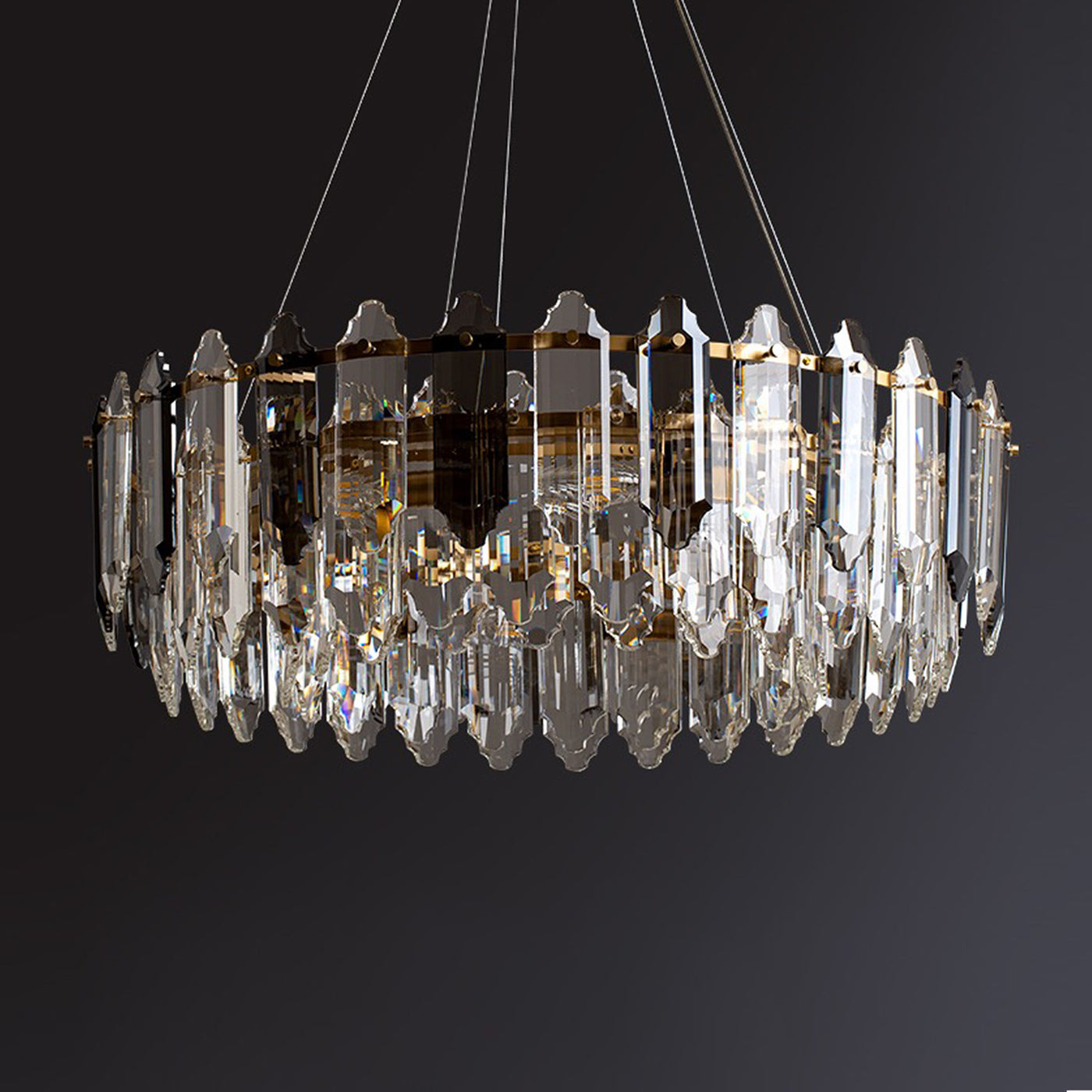 Round Glass Shade Metal Frame Chandelier | Sofary