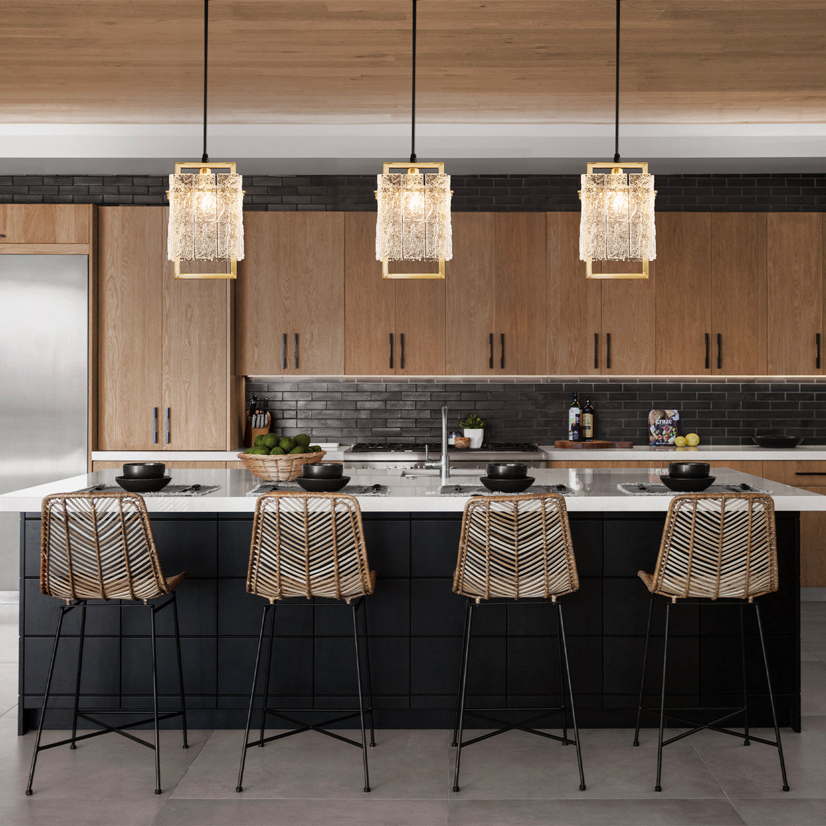 Square Frame Cracked Glass Lampshade Pendant Light | Sofary Lighting