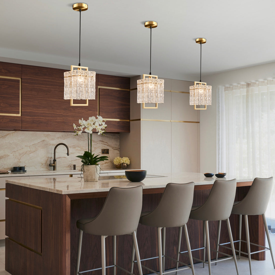 Cracked Glass Square Lampshade Pendant Light | Sofary