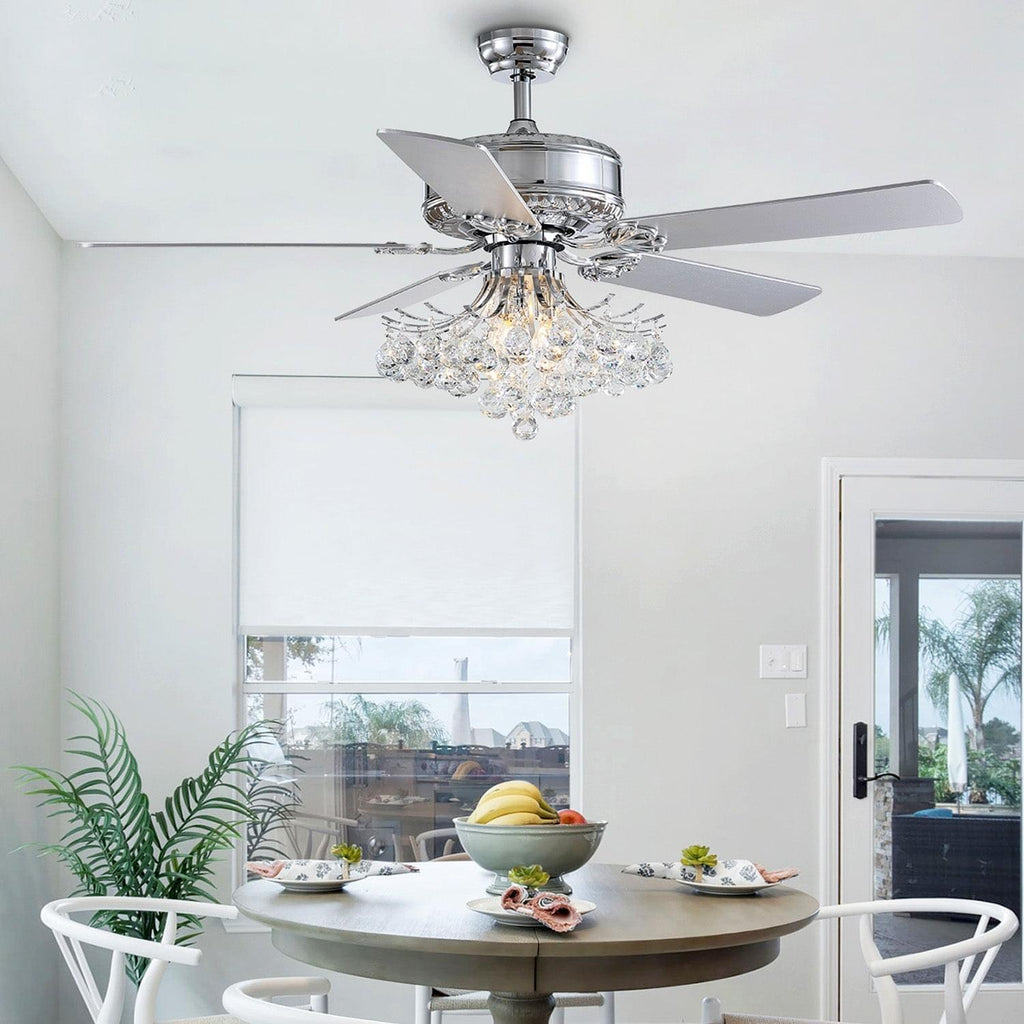 5 - Blade Raindrop Crystal Ball Ceiling Fan with Remote Control ...