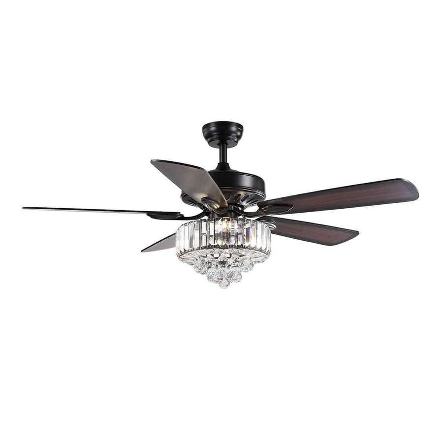5 Black Blades Clear Crystal Ceiling Fan with Remote Control | Sofary