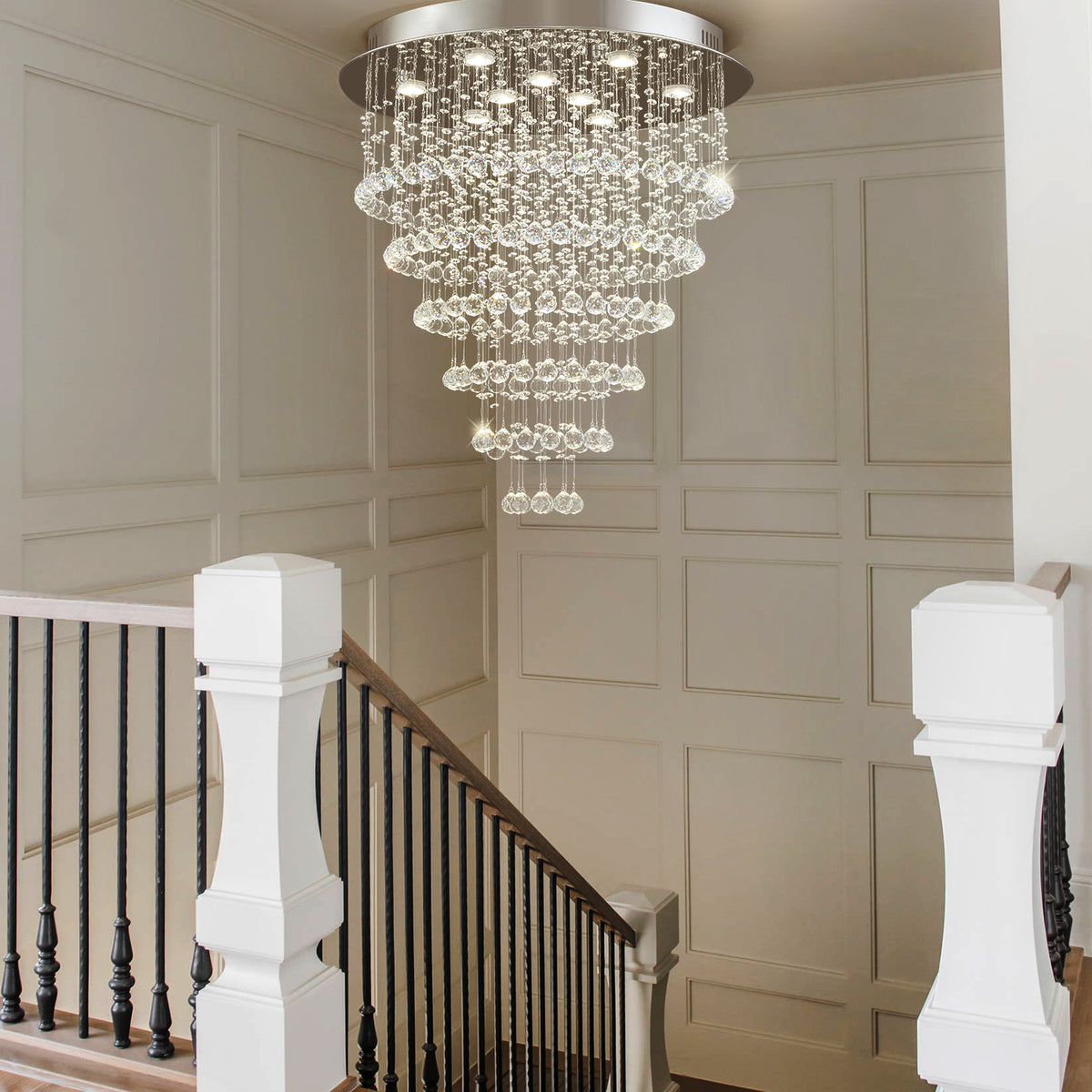 Multi Layer Round Crystal Chandelier Ceiling Lights | Sofary Lighting