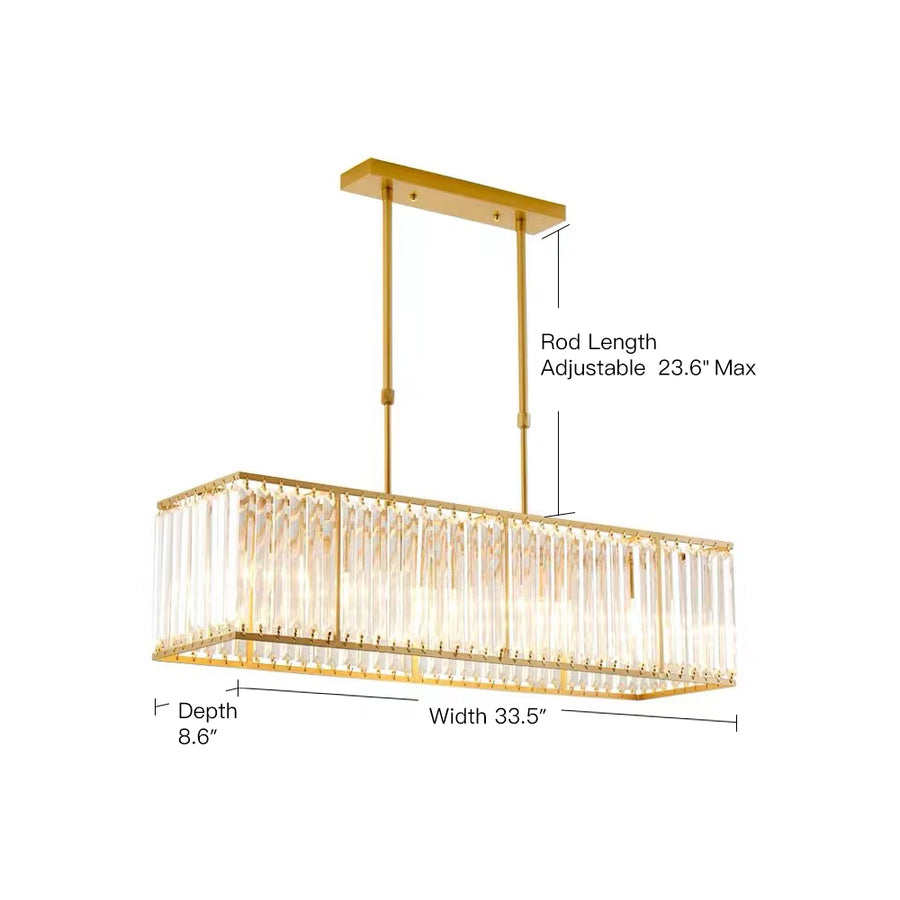 Rectangular Gold Frame Crystal Chandelier | Sofary
