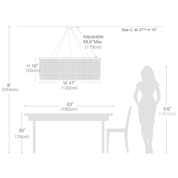 Rectangular Raindrop Crystal Chandelier - Pendant Light | Sofary Lighting