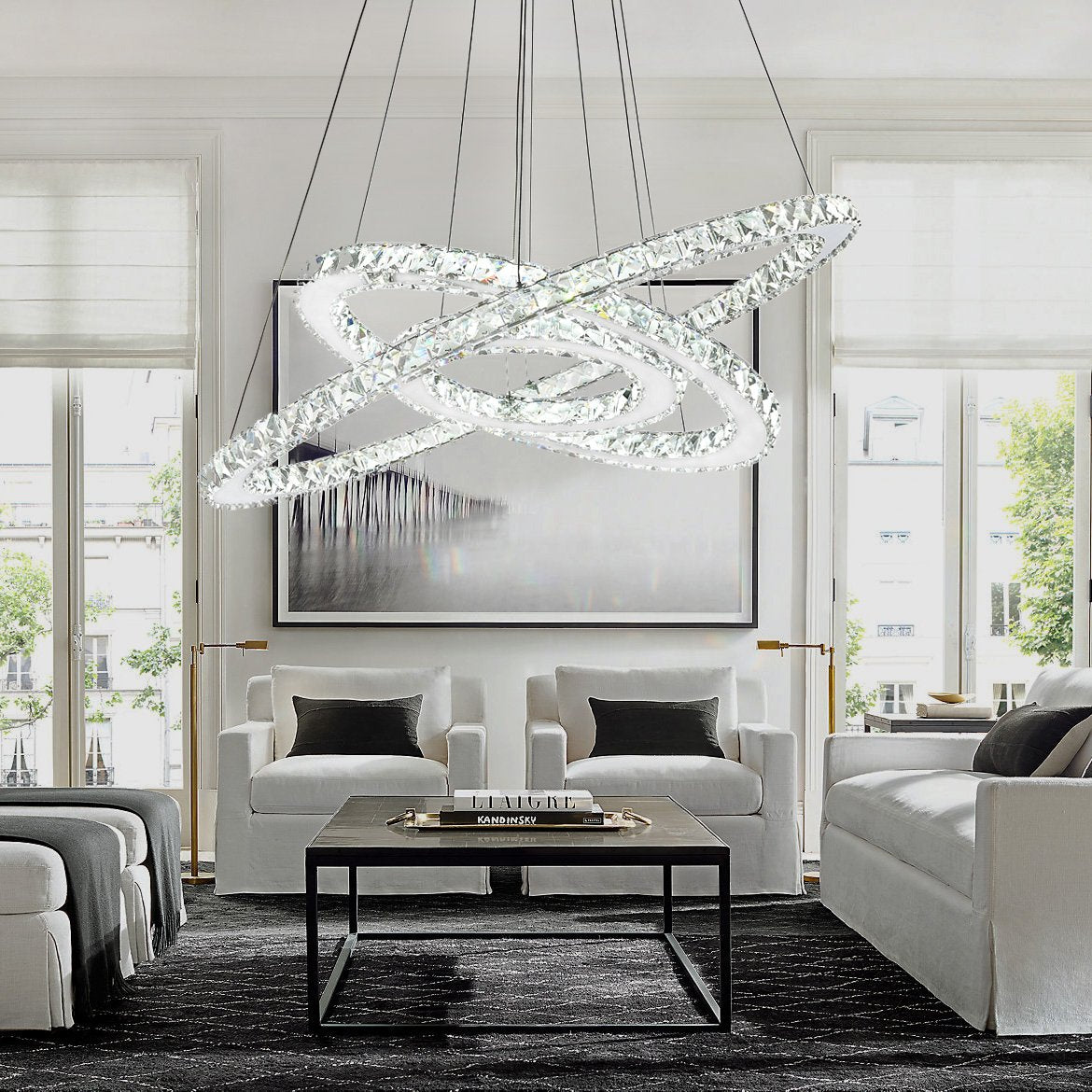 LED 3 Ring Crystal Chandeliers for Living Room and Dining Room | Sofary ...