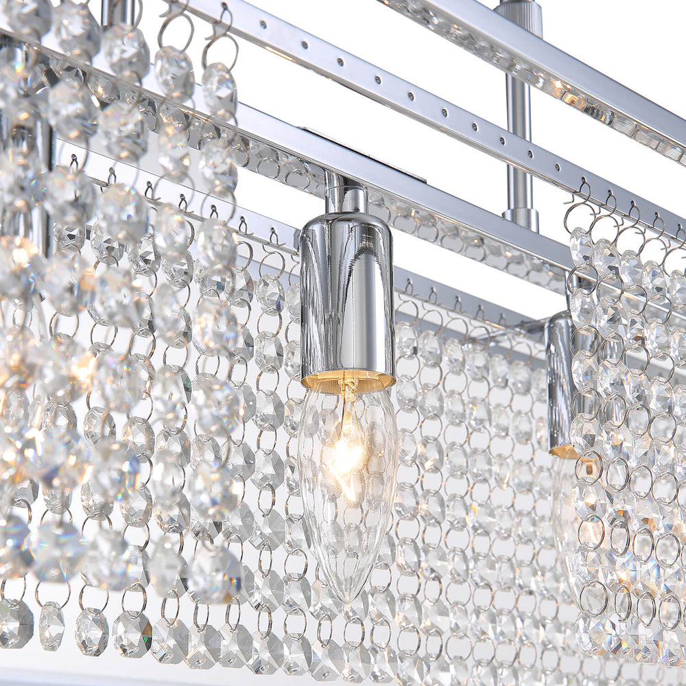 Contemporary Rectangular Chrome Frame Crystal Chandelier | Sofary Lighting